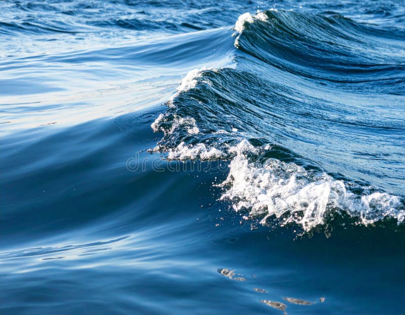 Blue Ocean Wave with Whitecaps and Ripples Stock Illustration ...