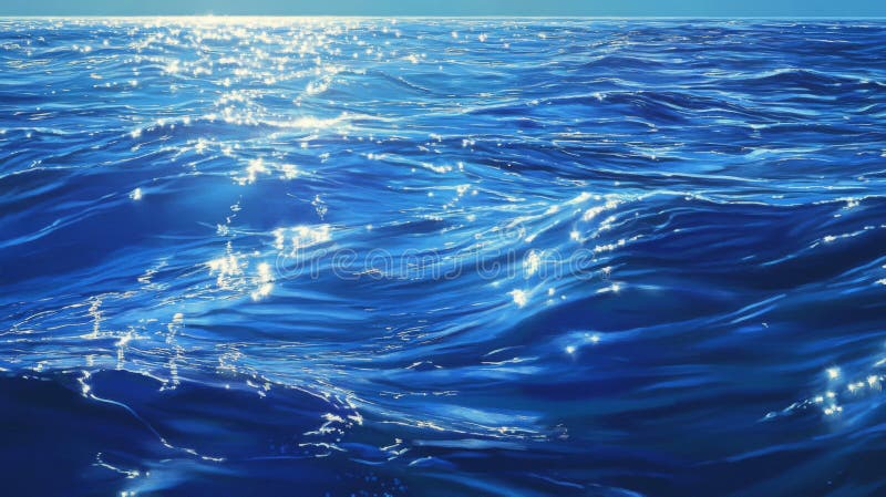 Blue Ocean Waves Sparkling Under Sunlight Stock Illustration ...
