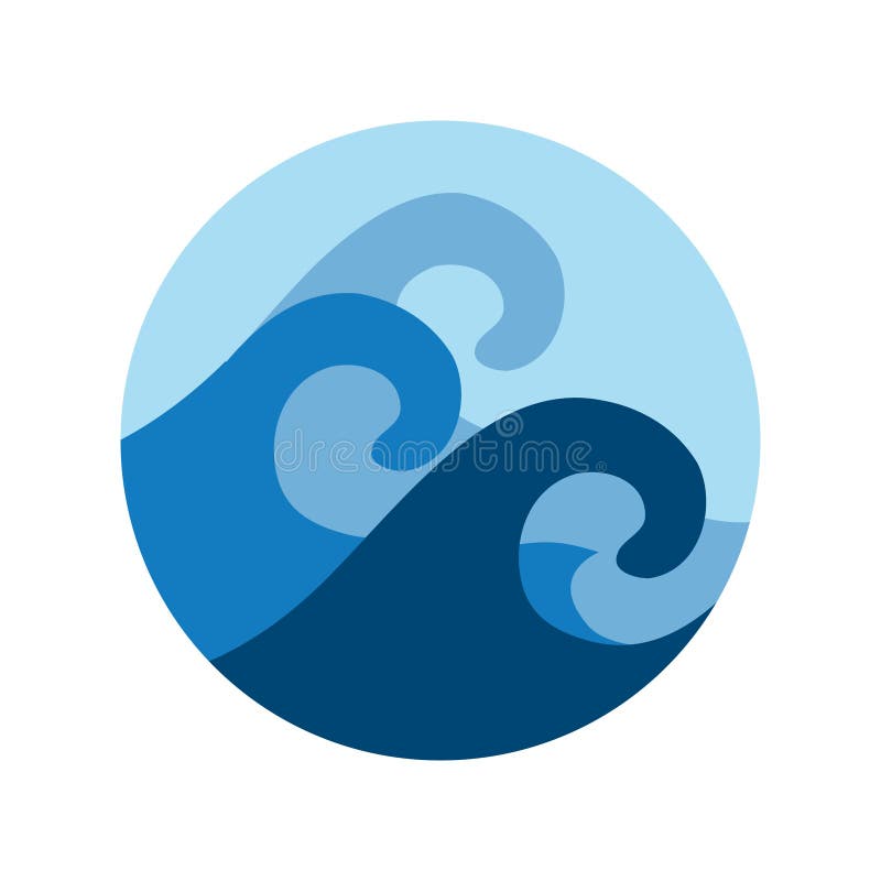 Blue ocean waves, vector stock vector. Illustration of label - 195888110