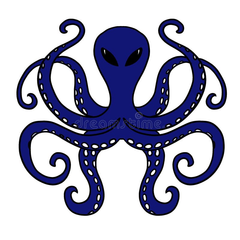 Blue octopus drawing stock illustration. Illustration of symmetry ...