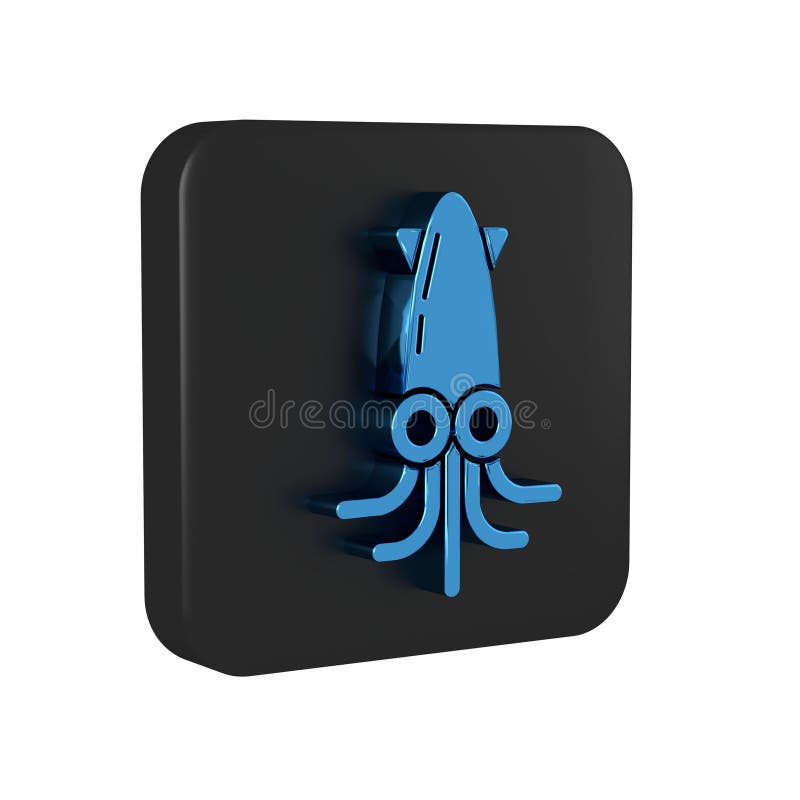 Blue Octopus Icon Isolated on Transparent Background. Black Square ...