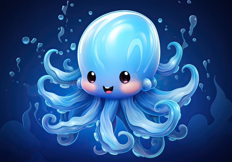 A Blue Octopus with a Smile on Its Face. Generative AI Image. Stock ...