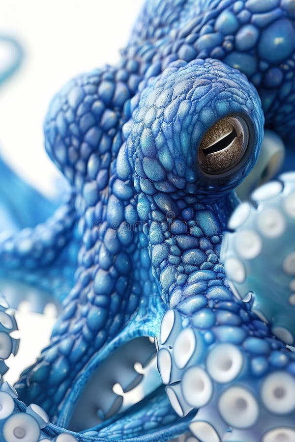 Blue Octopus on White Background . Background with Octopus Stock Photo ...