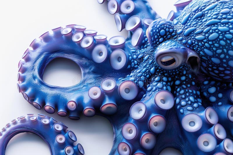 Blue Octopus on White Background . Background with Octopus Stock Image ...