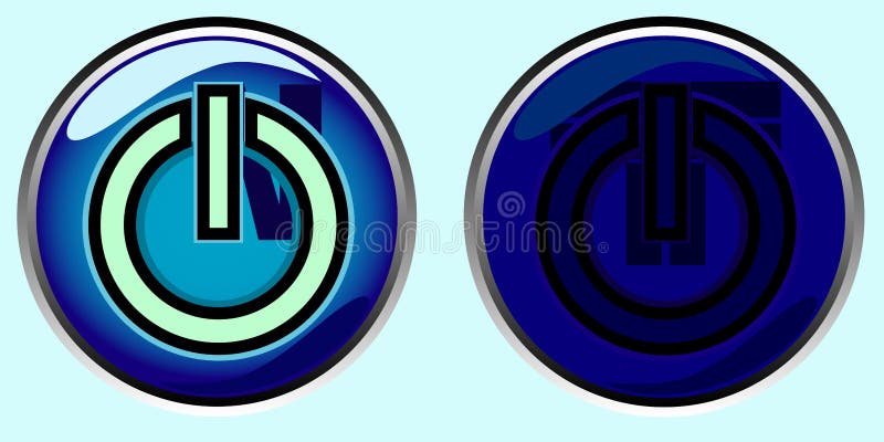 Blue on Off Button Icon Vector Stock Vector - Illustration of flat ...
