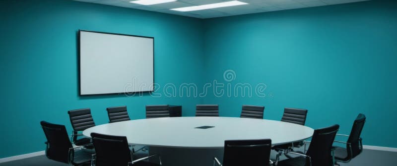 Blue Office Conference Room, Ai Generated, Ai Stock Illustration ...