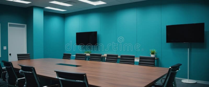 Blue Office Conference Room, Ai Generated, Ai Stock Illustration ...