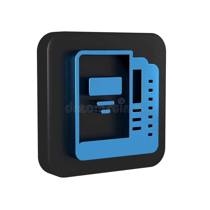 Blue Office Folders with Papers and Documents Icon Isolated on ...