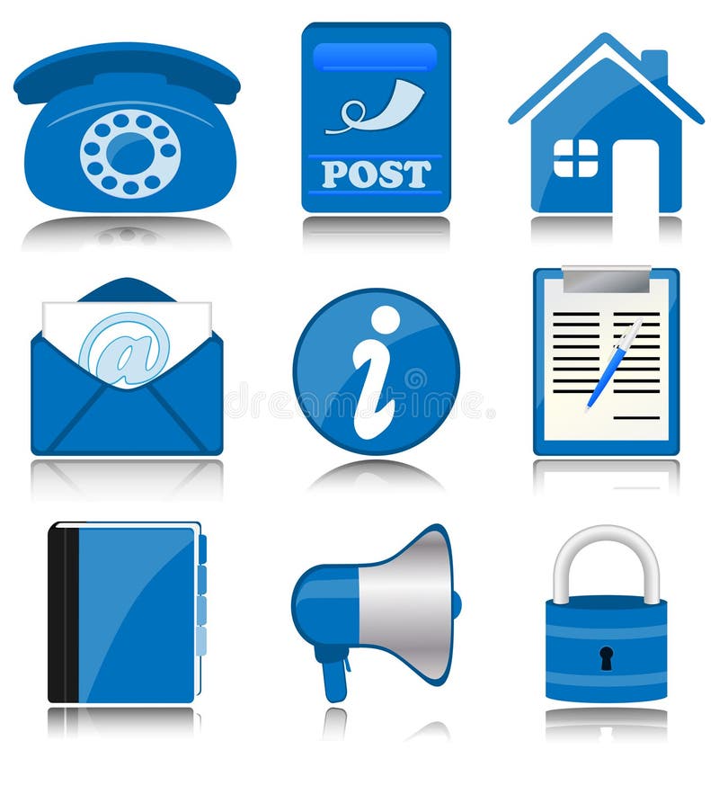 Blue office icons stock vector. Illustration of post - 20549183