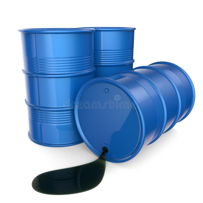 Blue Oil Barrels. 3D Render Stock Illustration - Illustration of ...