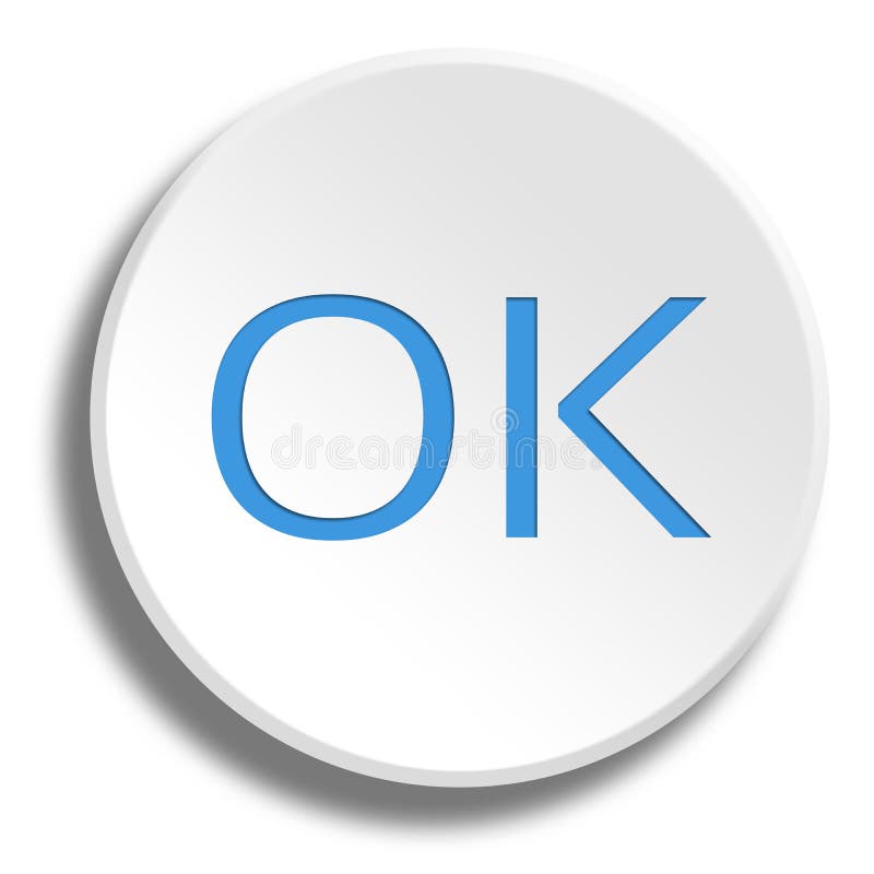 Blue OK in Round White Button with Shadow Stock Illustration ...