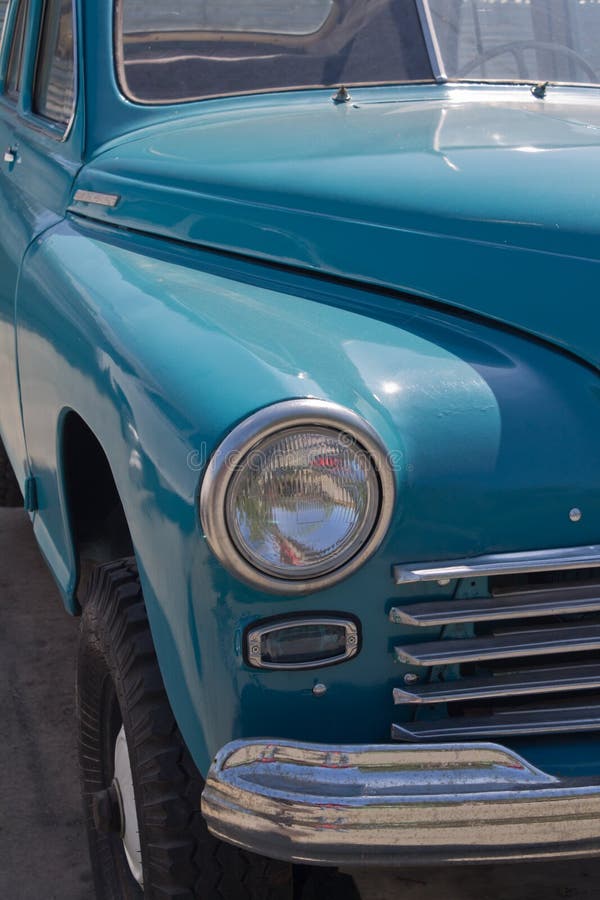 Blue old car stock photo. Image of headlight, bumper - 25208726