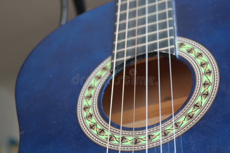 Blue Classical Guitar Close Up Stock Image - Image of live, close ...