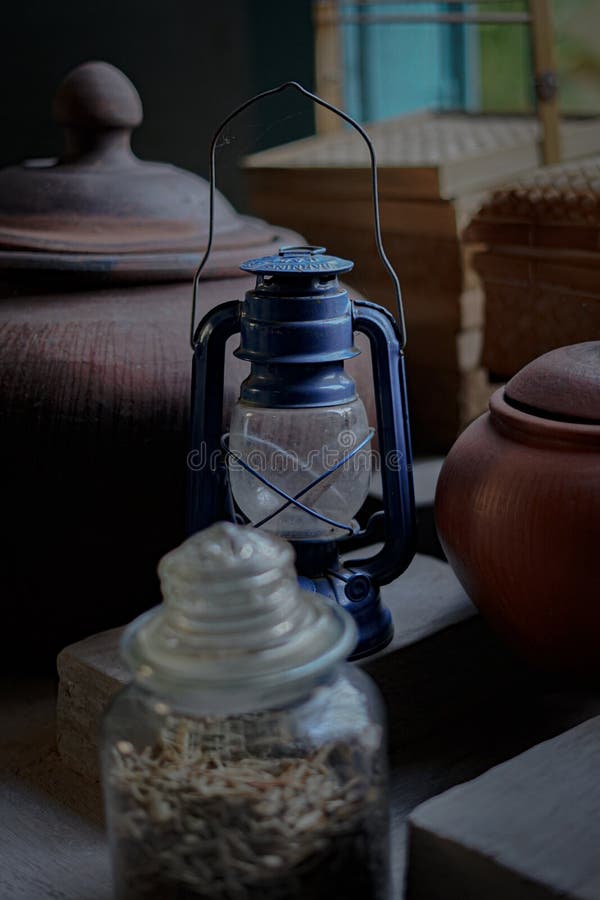 Blue old fire lantern stock photo. Image of blue, lantern - 232547280