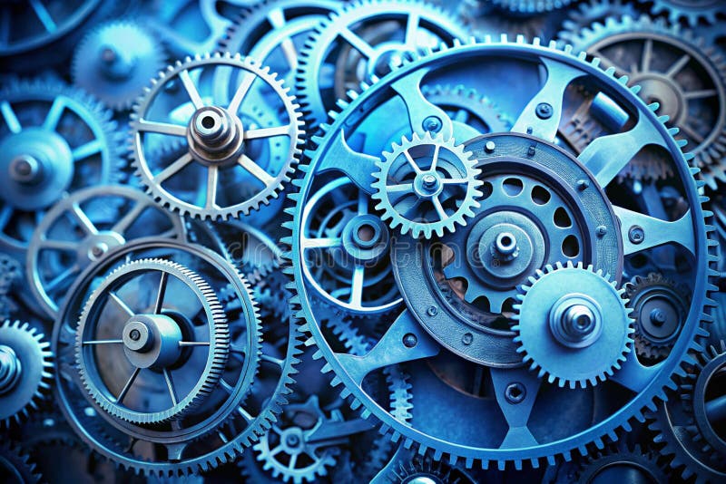 Blue Old Gears and Cogs Clock Mechanism Stock Illustration ...