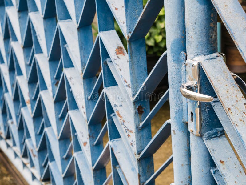 Blue Old Iron Gate stock image. Image of design, beauty - 113161287