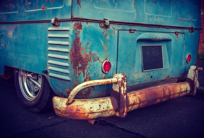 Blue old van stock image. Image of close, motor, back - 63363367