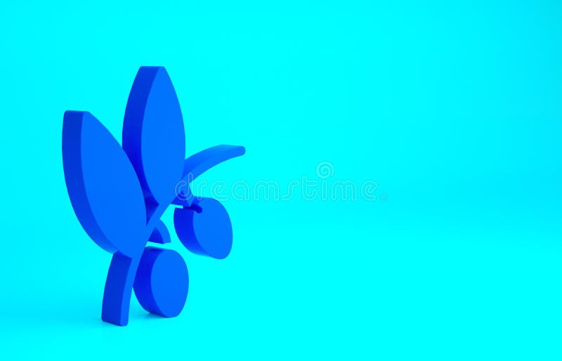 Blue Olives Branch Icon Isolated on Blue Background. Minimalism Concept ...