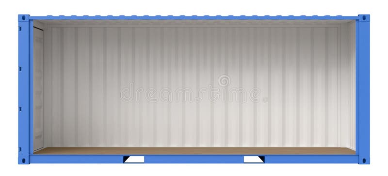 Blue One Side Fully Opened Intermodal Container, Side View Stock Image ...