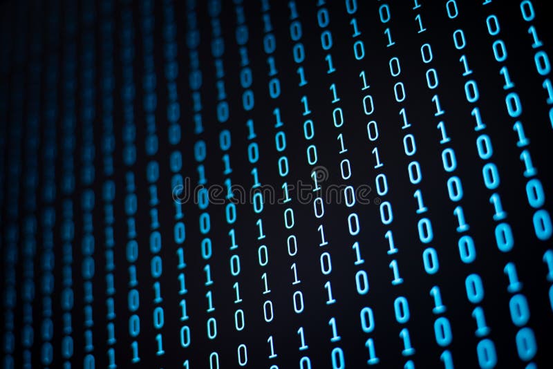 Blue Ones and Zeros in Rows on Computer Screen Stock Image - Image of ...