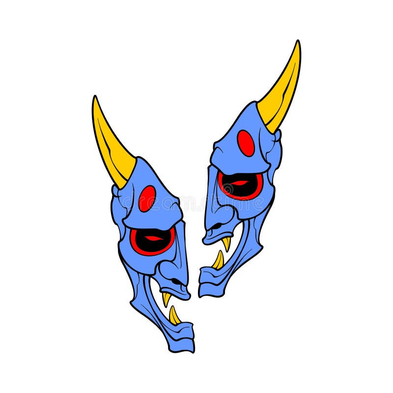 Blue Oni Mask Split in Half Stock Vector - Illustration of person, cool ...