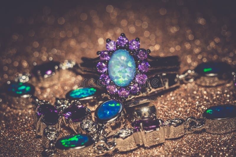 Blue Opal Ring Filtered stock image. Image of ring, bracelet - 84109783