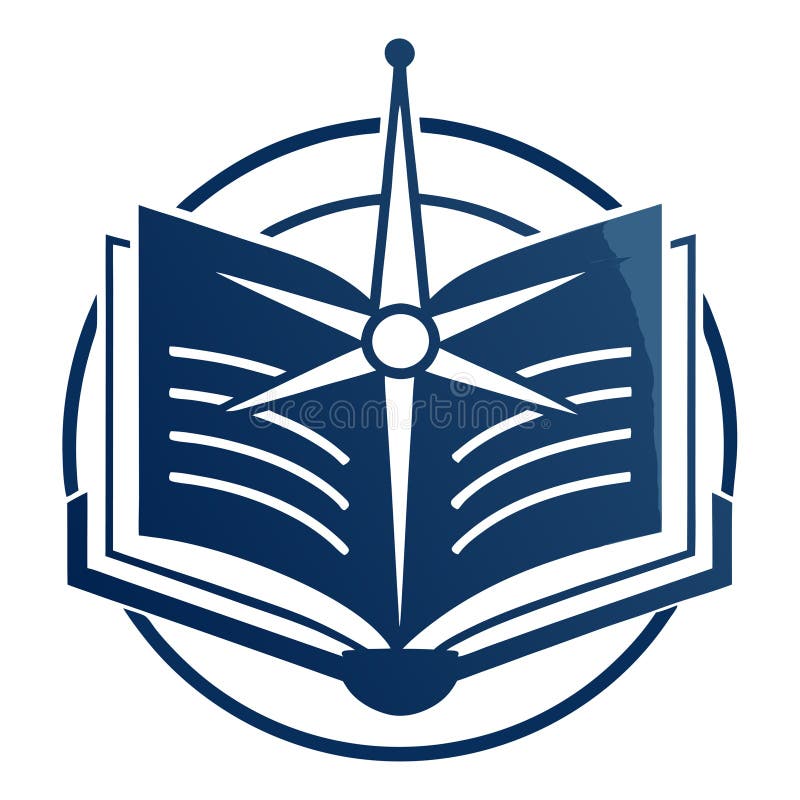 Open Book with Compass Rose Logo - Education, Navigation, Knowledge ...