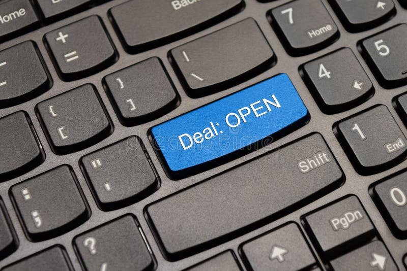 Blue Open Deal Keyboard Button Stock Illustration - Illustration of ...