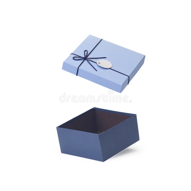 Blue Open Empty Paper Gift Box Isolated on White Stock Photo - Image of ...