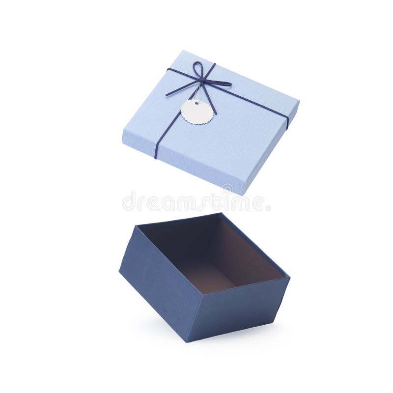 Blue Open Empty Paper Gift Box Isolated on White Stock Image - Image of ...