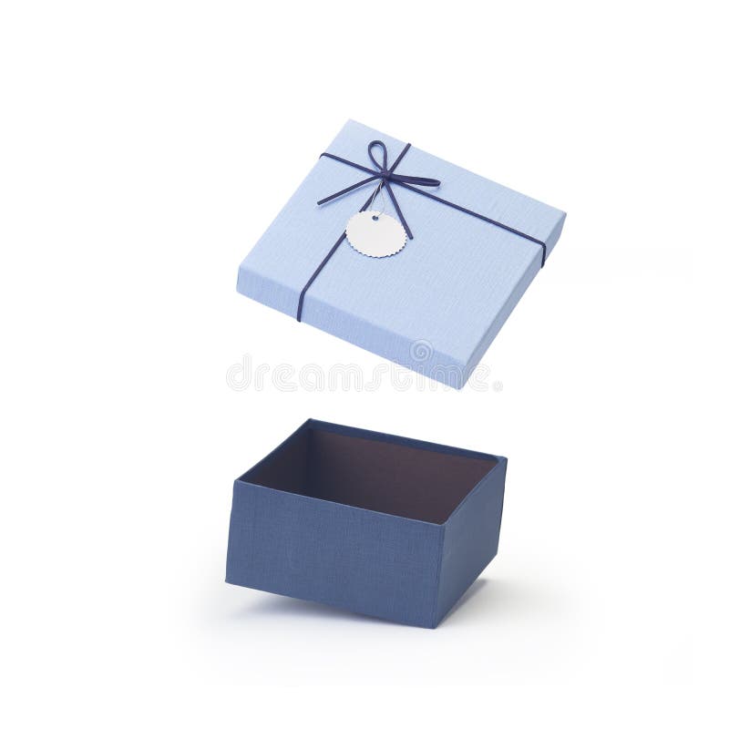 Blue Open Empty Gift Box on White Stock Image - Image of greeting ...