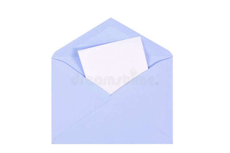 Blue Open Envelope with Paper Isolated Stock Image - Image of receive ...