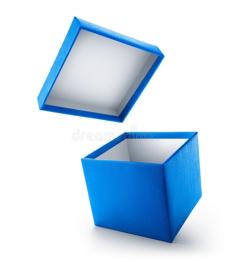 Blue Open Gift Box with White Bow Stock Photo - Image of empty, gift ...