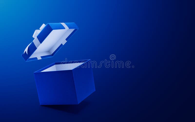 Blue open gift box stock illustration. Illustration of happy - 148809403