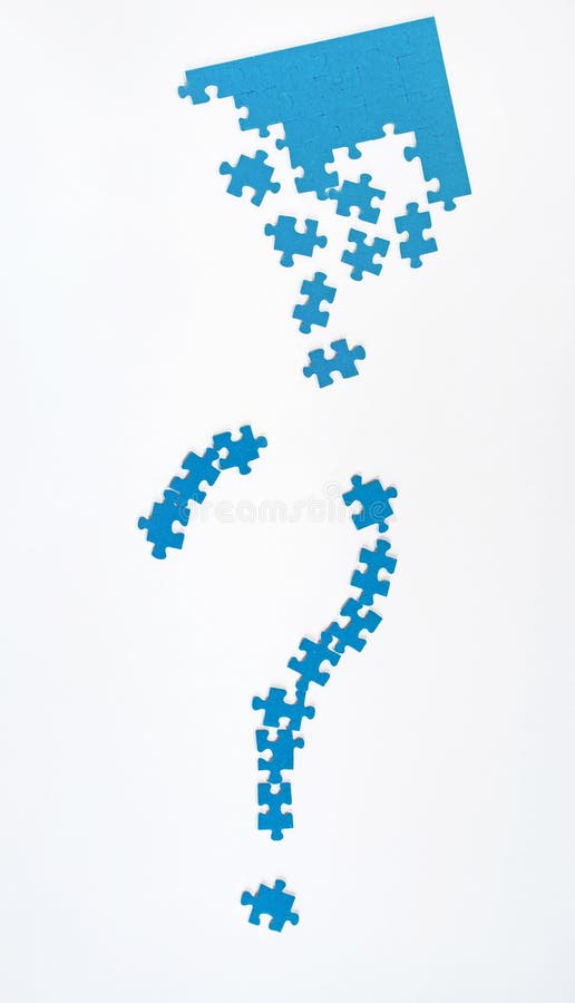 Blue Open Puzzle Question Mark on White Stock Image - Image of ...