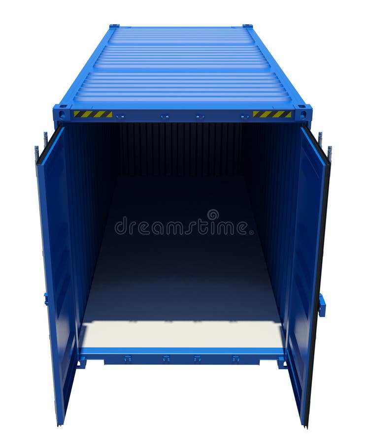 Blue Open Shipping Container Stock Image - Image of business ...