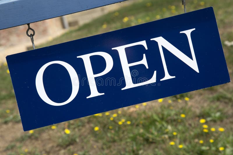 Blue Open Sign stock image. Image of white, concept - 191723939