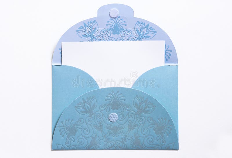 Blue Opened Envelope Isolated on White Stock Image - Image of postcard ...