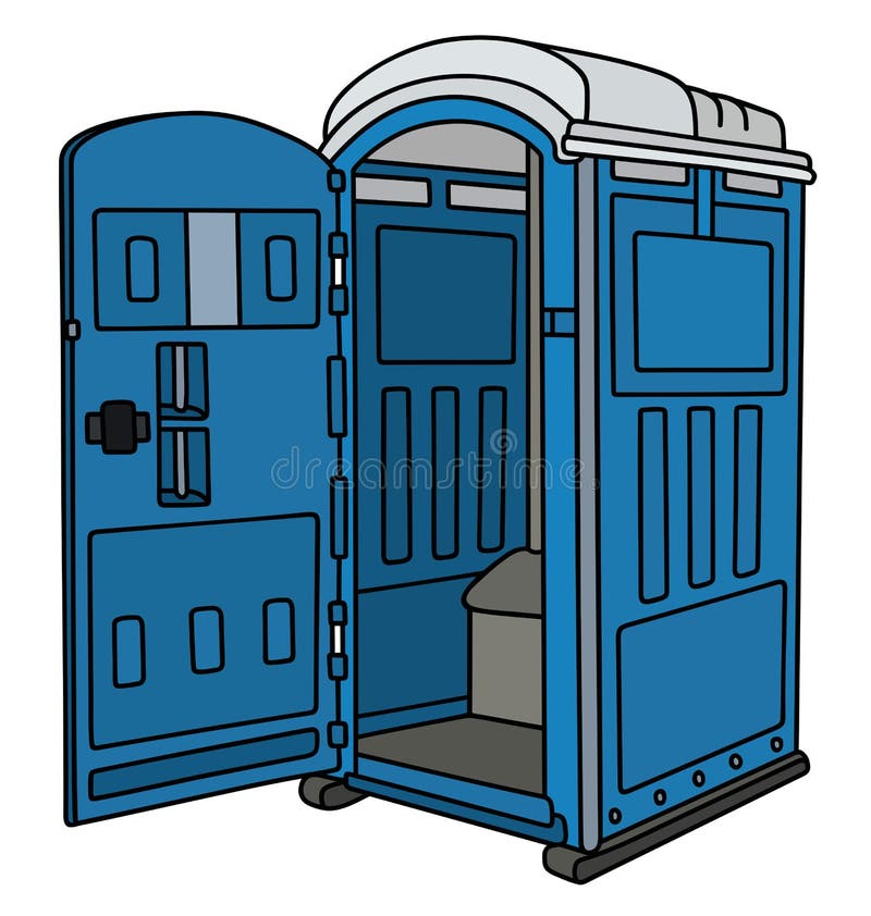 Blue opened mobile toilet stock vector. Illustration of cabin - 93376482