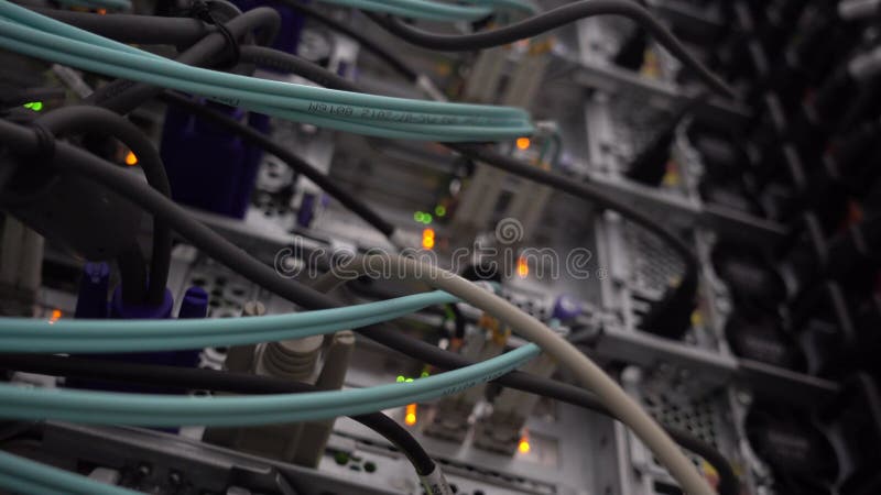 Optical Cable Close Up. Data Center Rack. Stock Footage - Video of ...
