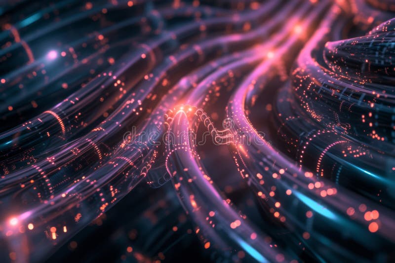 Blue Optical Fibers Showcasing a Network Data Stream, Symbolizing ...