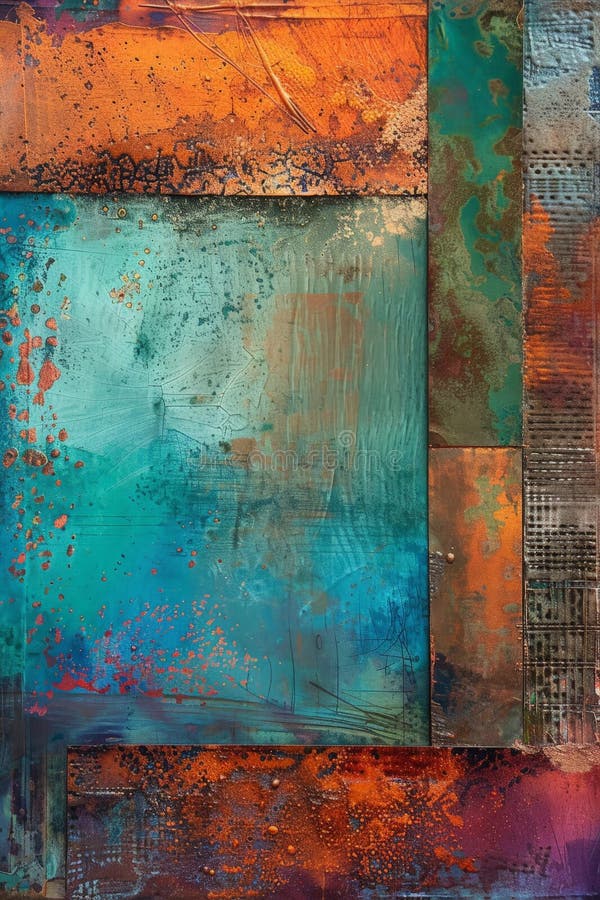 Blue and Orange Abstract Painting Stock Illustration - Illustration of ...