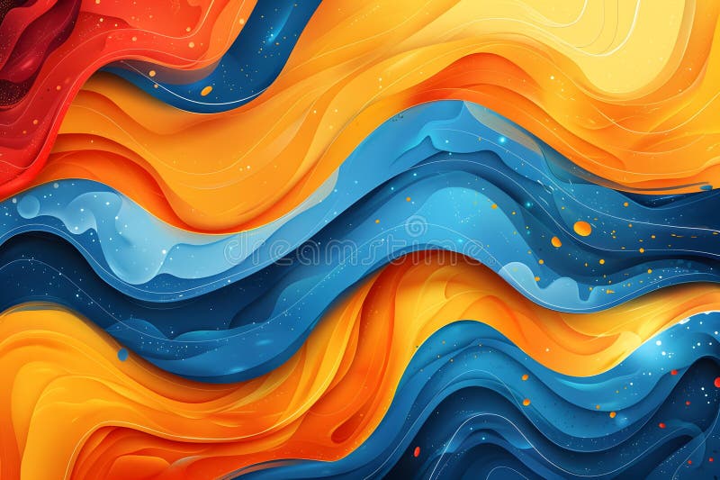 Blue and Orange Abstract Waves Generated Using AI. Stock Illustration ...