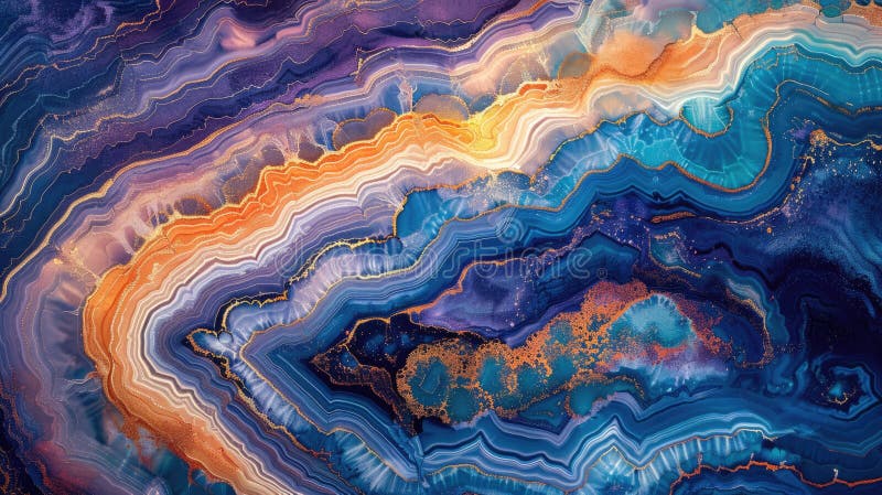 Blue and Orange Agate Stone Surface with Smooth Polished Texture AIG535 ...