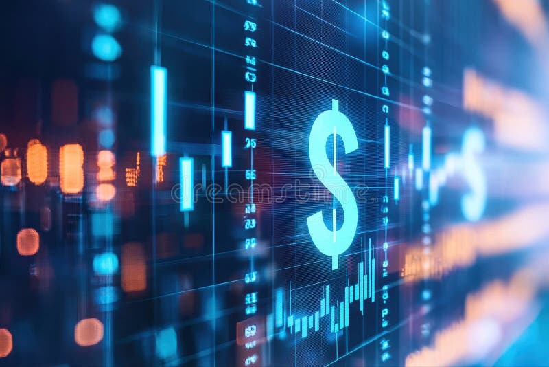 Blue and Orange Background with Dollar Symbol Representing Business and ...