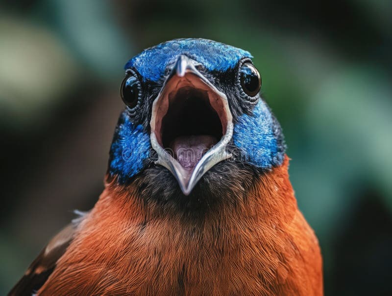Blue Orange Bird Mouth Open Stock Photo - Image of mouth, wildlife ...