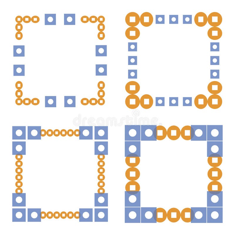 Blue Orange Border. Circle Pattern Vector. Square Decorative Frame ...
