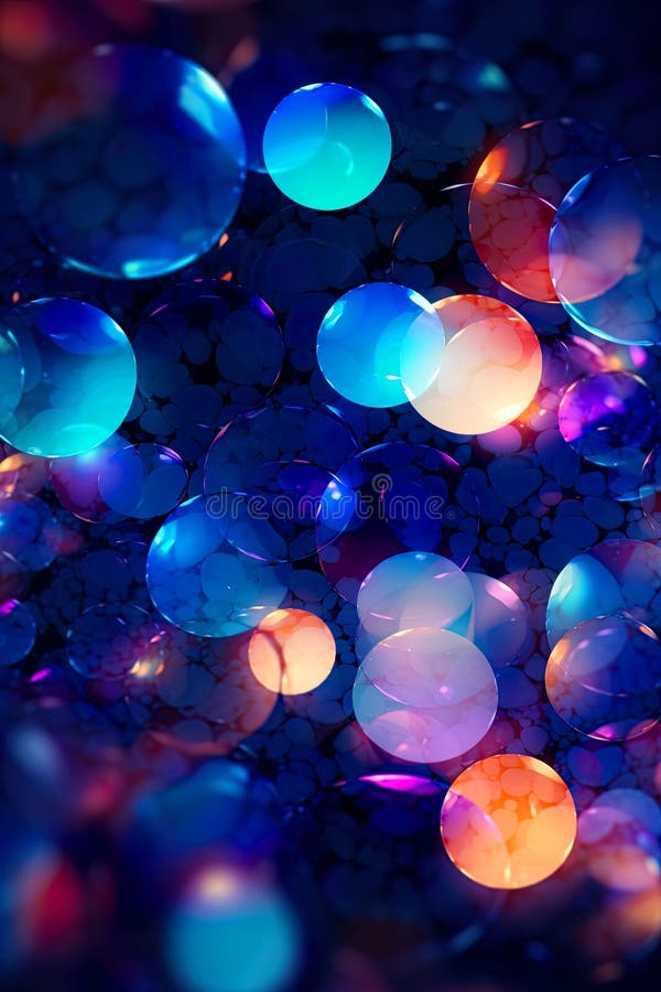 Blue and Orange Bubbles and Festive Lights on Dark Background ...