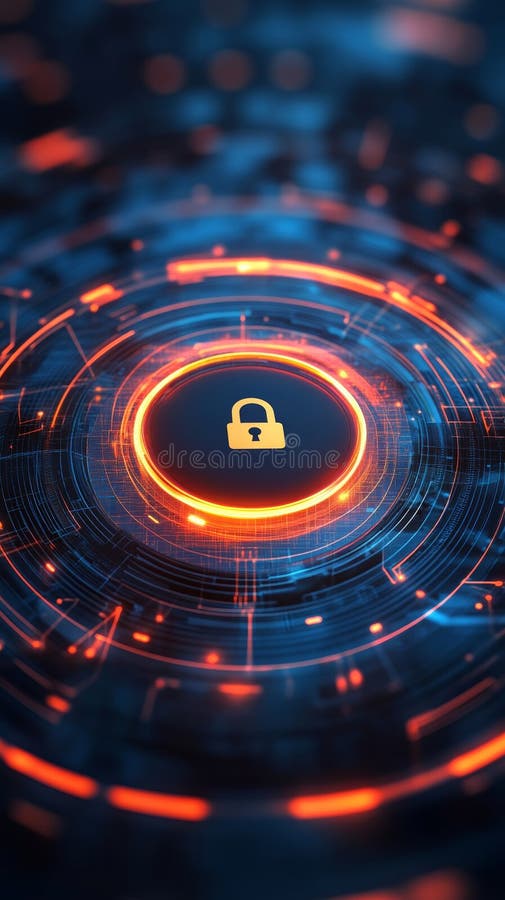 A Blue and Orange Circle with a Lock Symbol in the Center Stock ...