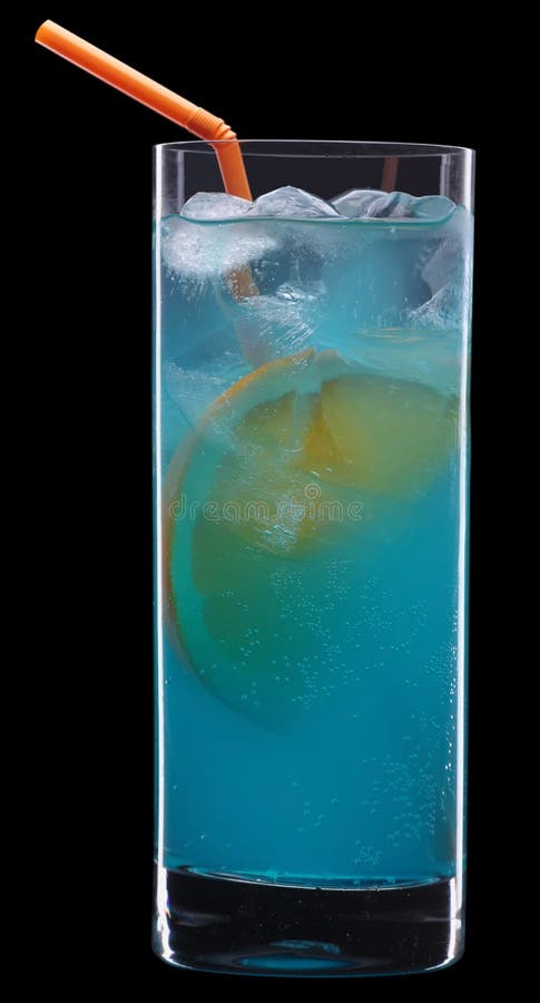 Blue Orange Cocktail on Black Stock Photo - Image of glass, bubble ...